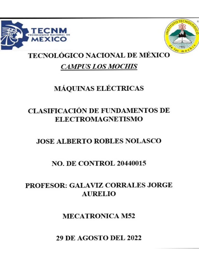 Clasificación de Fundamentos de Electromagnetismo de Robles Nolasco | PDF