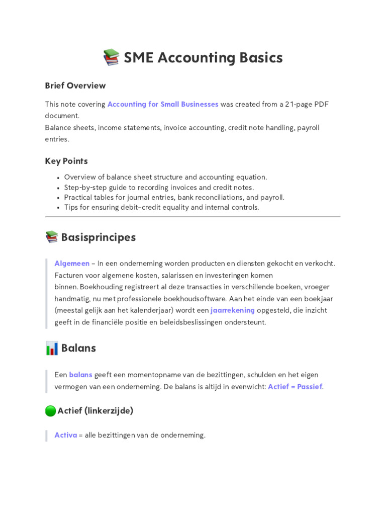 SME Accounting Fundamentals | PDF