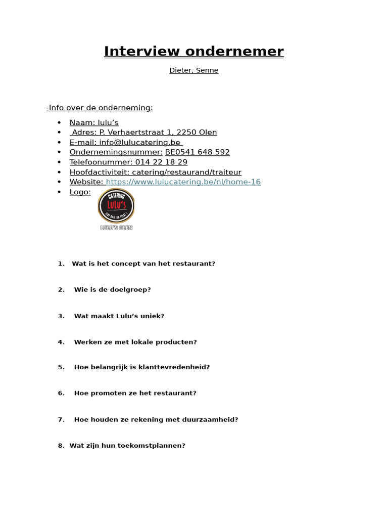 Interview Ondernemer | PDF