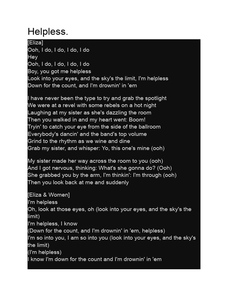 Helpless by Hamilton To Eliza........... | PDF | Hamilton (Musical)