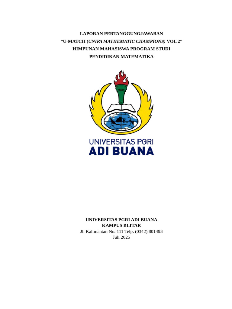 Laporan U-MATCH Vol 2 UNIPA Blitar | PDF