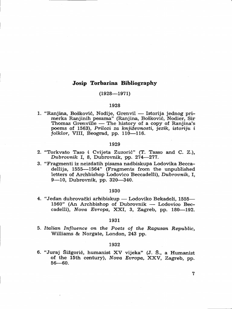 02 Josip Torbarina Bibliography | PDF