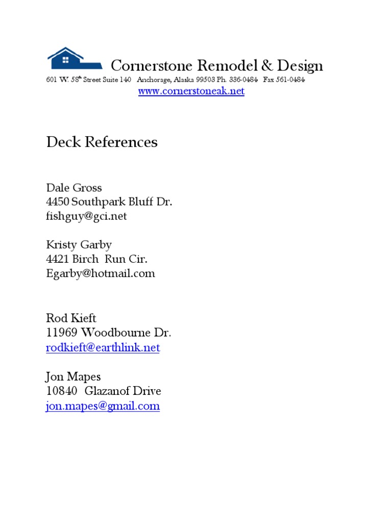 Anchorage Deck Remodeling References | PDF