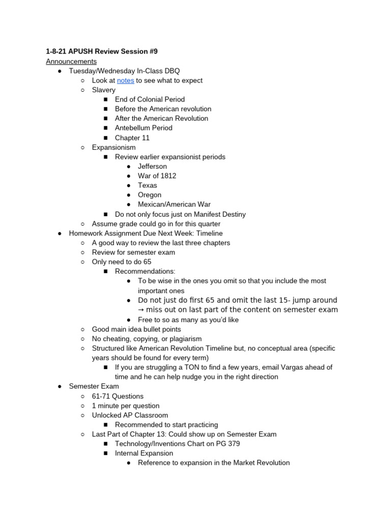 1-8-21 APUSH Review Session #9 | PDF | Culture Of The United States ...