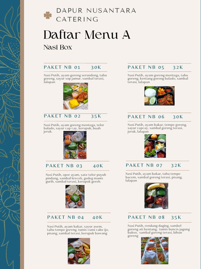 Menu Catering Dapur Nusantara Lezat | PDF