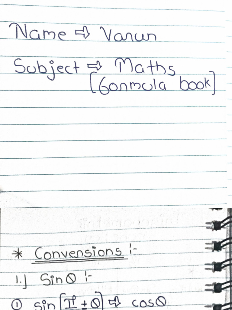 Trigonometry Formula Handwritten | PDF