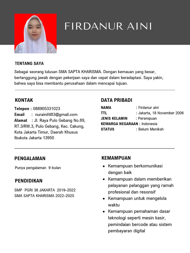 CV Firdanur Aini .PDF | PDF