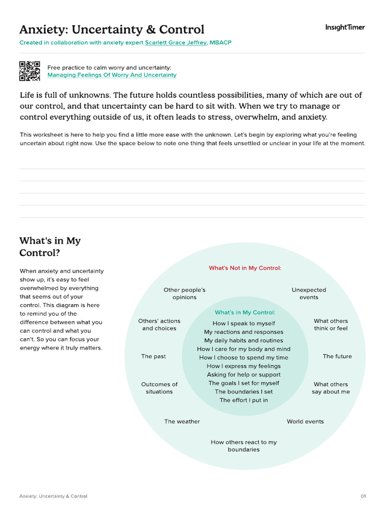 Managing Anxiety Through Uncertainty | PDF | Anxiety | Psychological ...