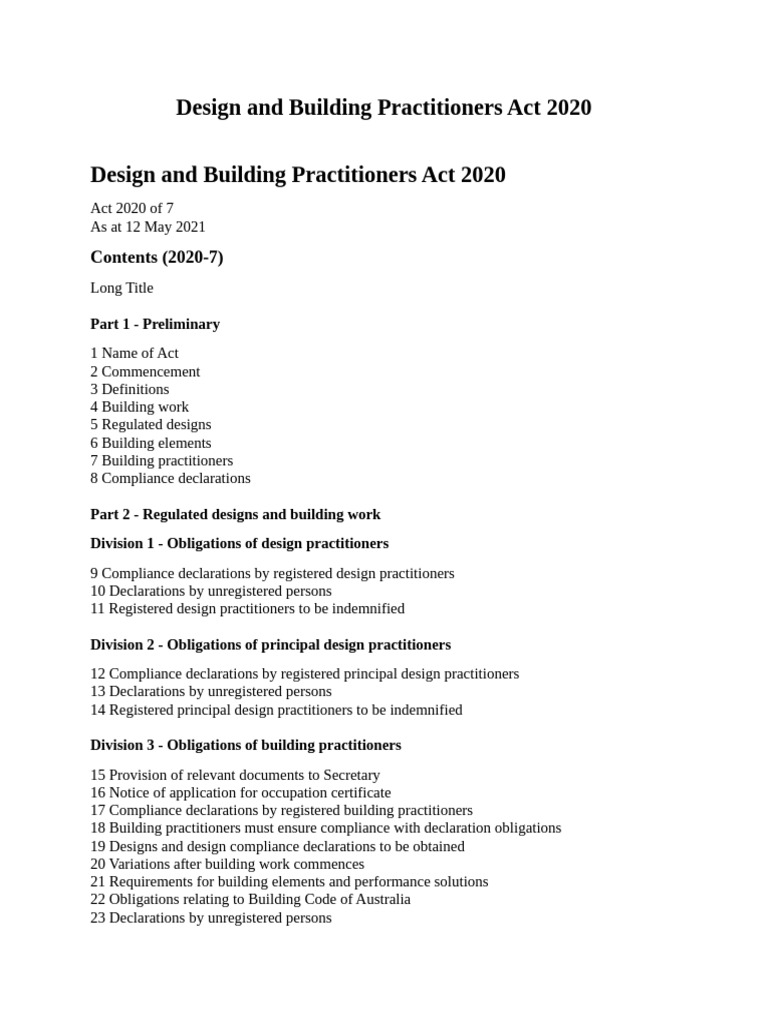 Design and Building Practitioners Act 2020 | PDF | Act Of Parliament ...
