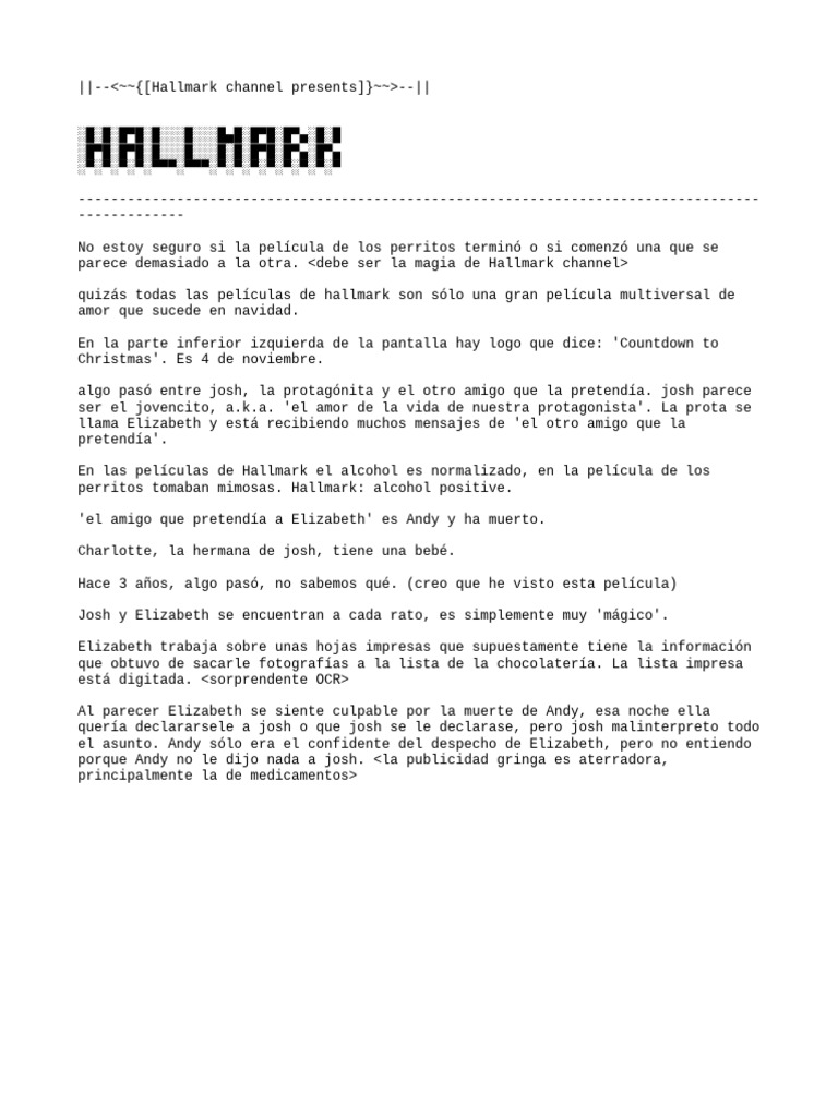 Análisis de la trama de una película de Hallmark | PDF