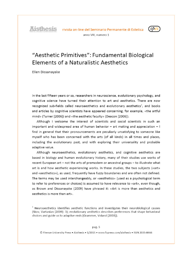 Aesthetic Primitives” Fundamental Biological Elements of a Naturalistic ...