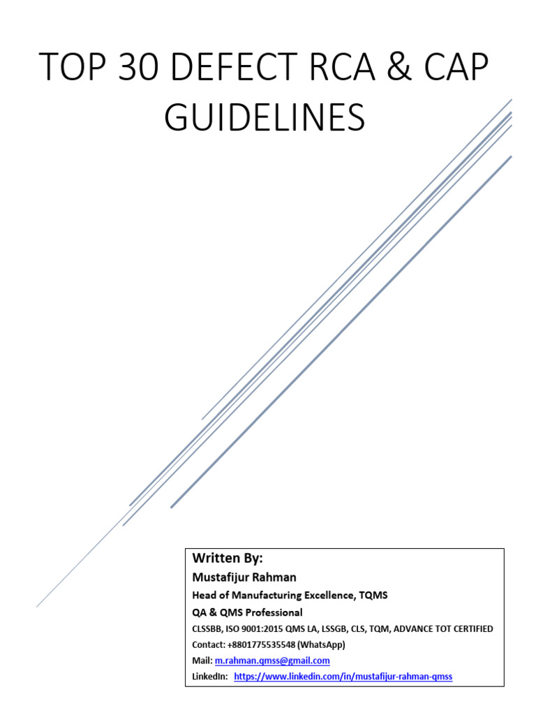 Top 30 RCA & CAP Guidelines for Quality | PDF | Sewing Machine | Sewing