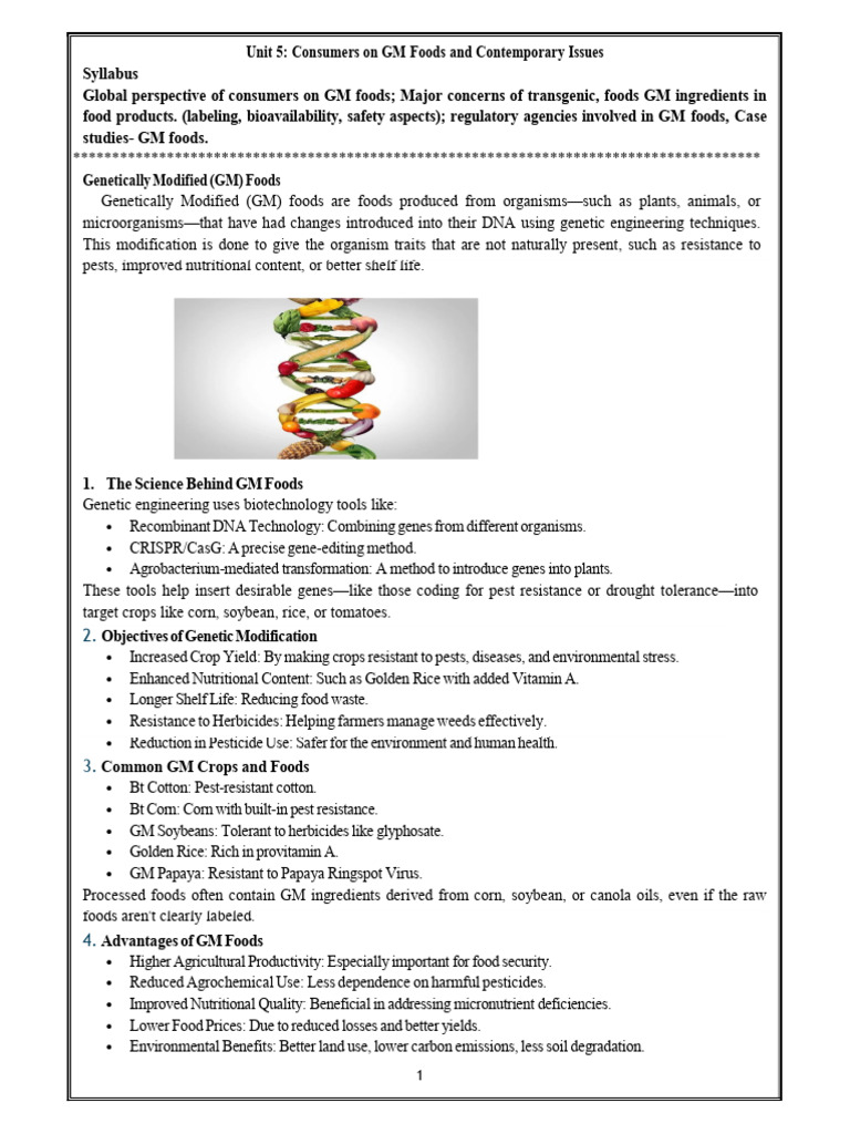 unit 5 FOOD | PDF | Genetically Modified Food | Genetic Engineering