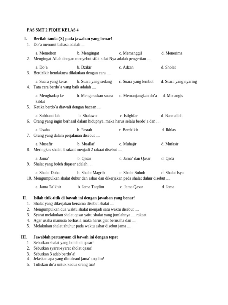 PAS SMT 2 KELAS 4 | PDF