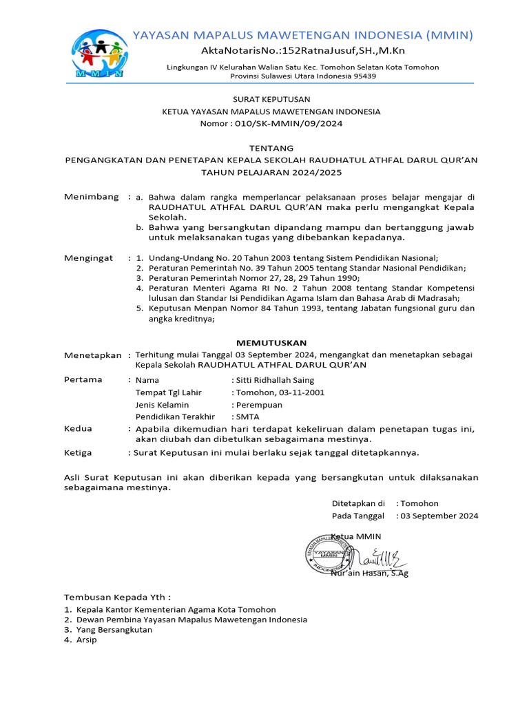 SK Kepsek TPQ_Ridha (1) | PDF