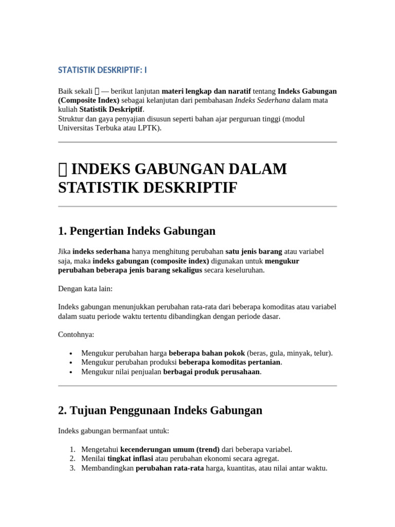 Modul Statistik Deskriptif Indeks | PDF