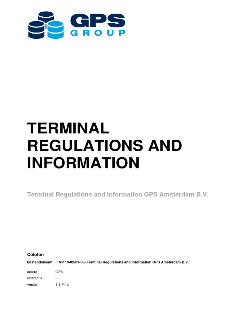 Terminal Regulations and Information GPS Amsterdam | PDF | Ships ...