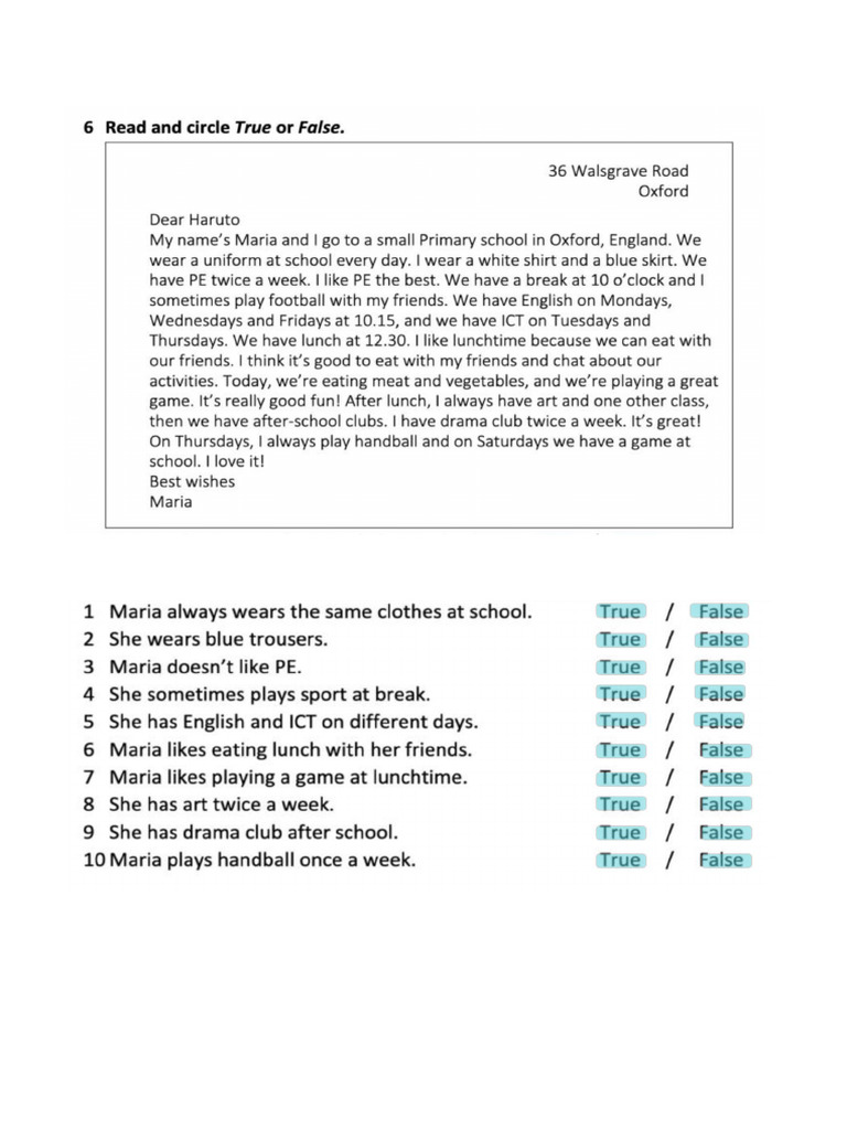 Reading Unit 1 5º | PDF