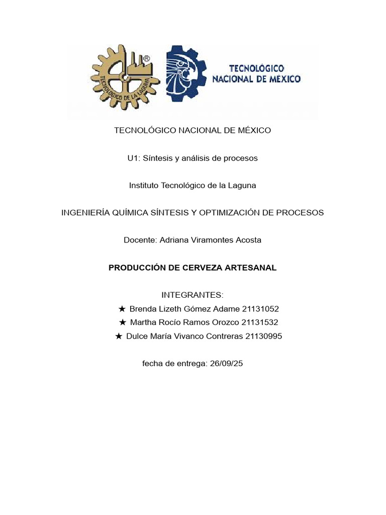 Proyecto Unidad 1 Brenda Lizeth Gomez Adame | PDF | Cerveza | Química