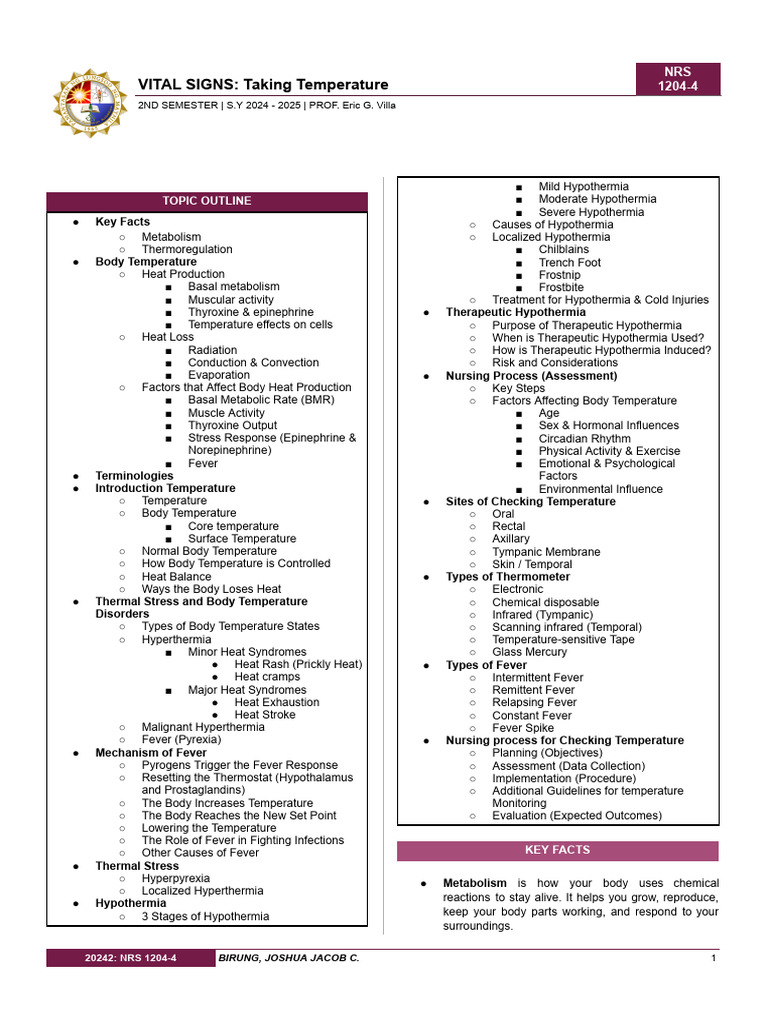 Temperature Vital Signs | PDF | Hypothermia | Fever