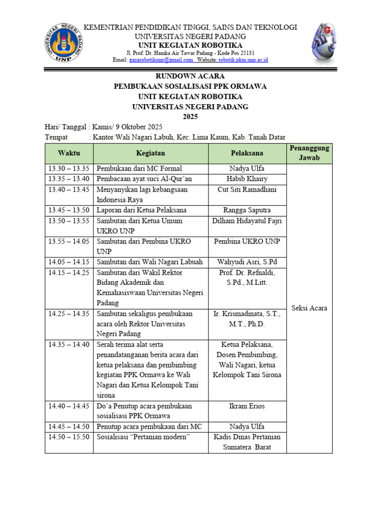 Rundown Acara | PDF