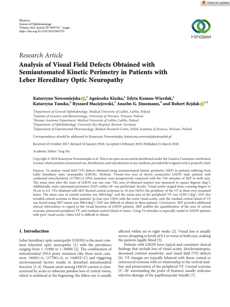 Journal of Ophthalmology - 2018 - Nowomiejska - Analysis of Visual ...