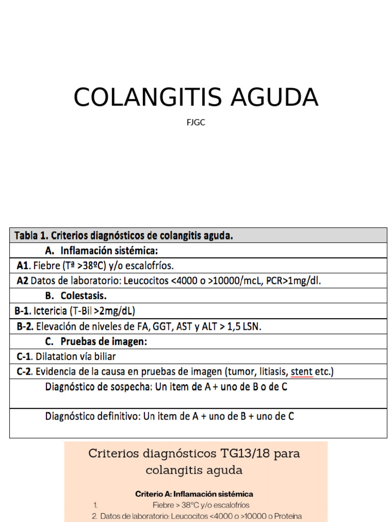 Diagnóstico de Colangitis Aguda TG18 | PDF