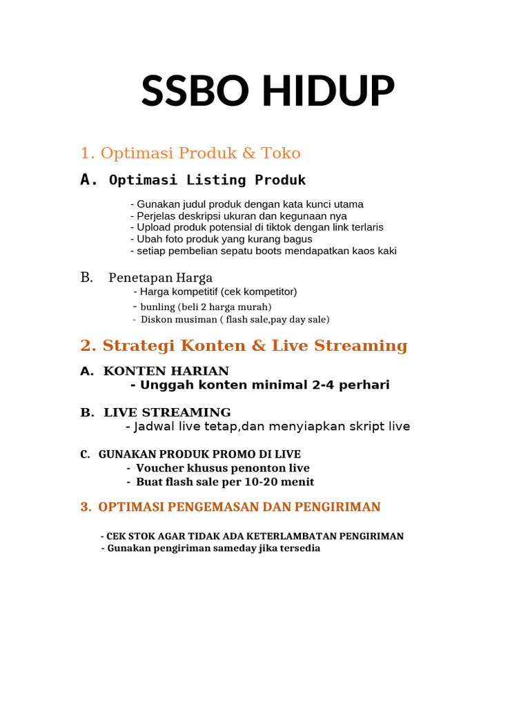 Optimasi Toko dan Strategi Konten SSBO | PDF