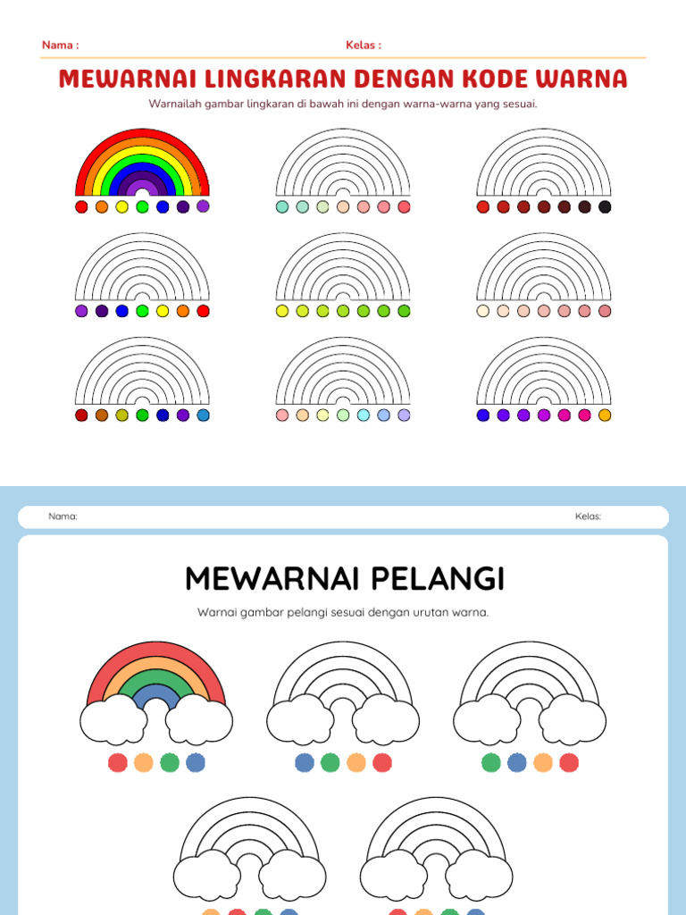 Mewarnai Lingkaran Dengan Kode Warna Lembar Kerja Koding TK SD Warna Warni Ilustratif | PDF