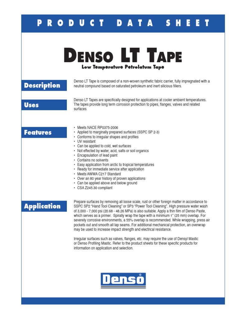 Denso LT Tape Low Temp Petrolatum Wax Tape | PDF | Industrial Processes ...