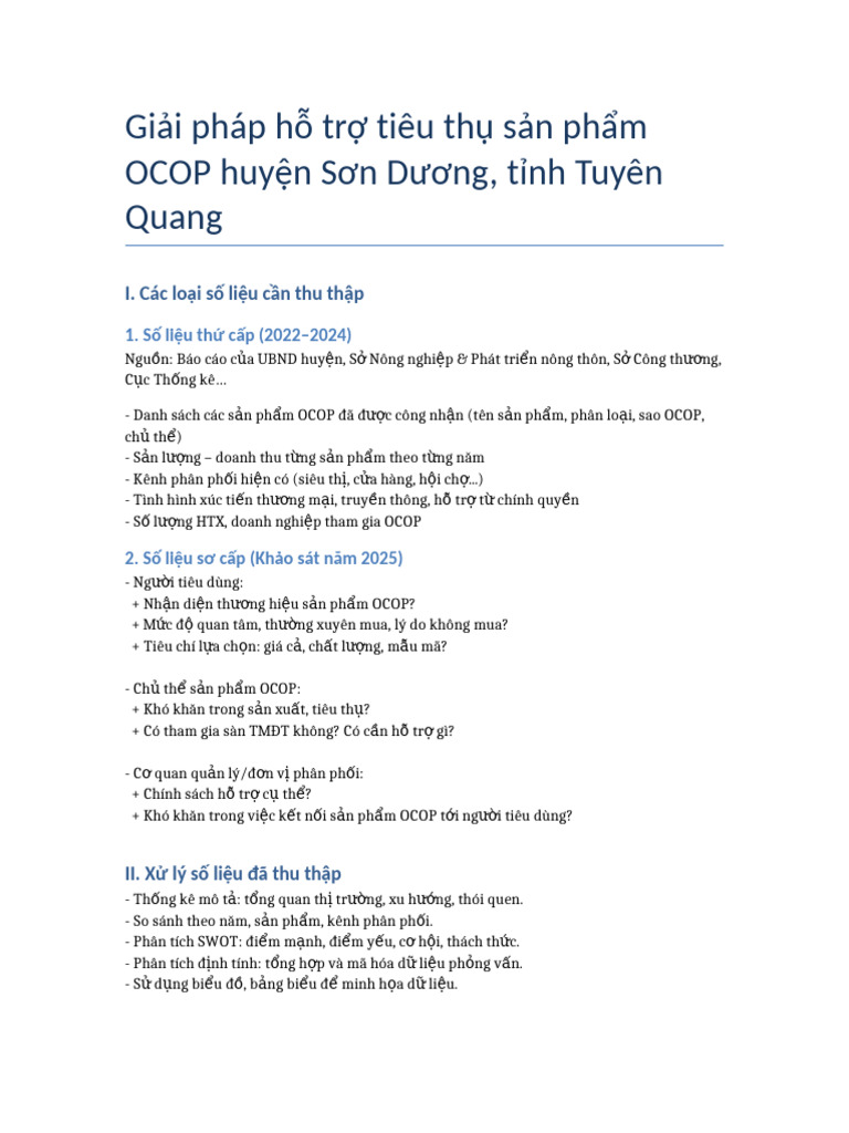 Toan Bo Giai Phap OCOP Son Duong | PDF