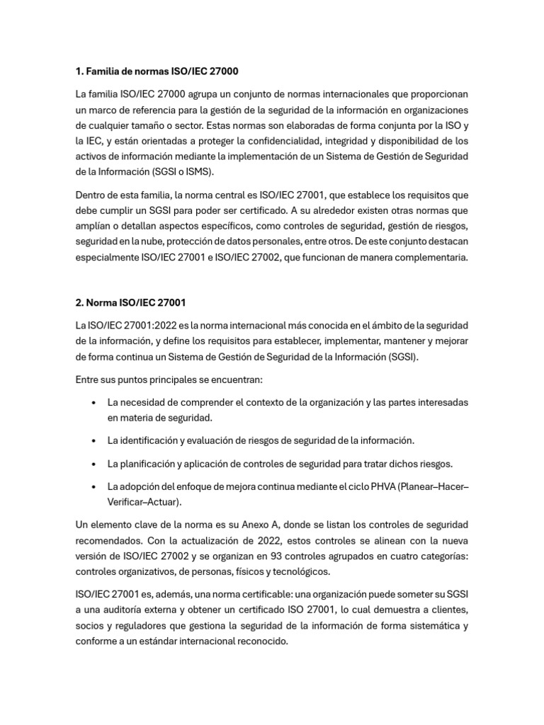 Normas ISO 27001 y 27002 en Seguridad Informática | PDF | Informática ...