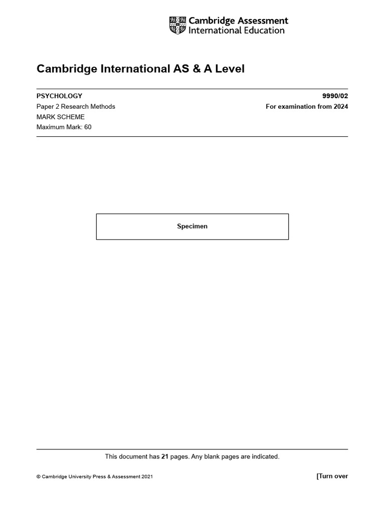 P2 Past Papers (Marking Schemes) | PDF | Interview | Psychological Concepts