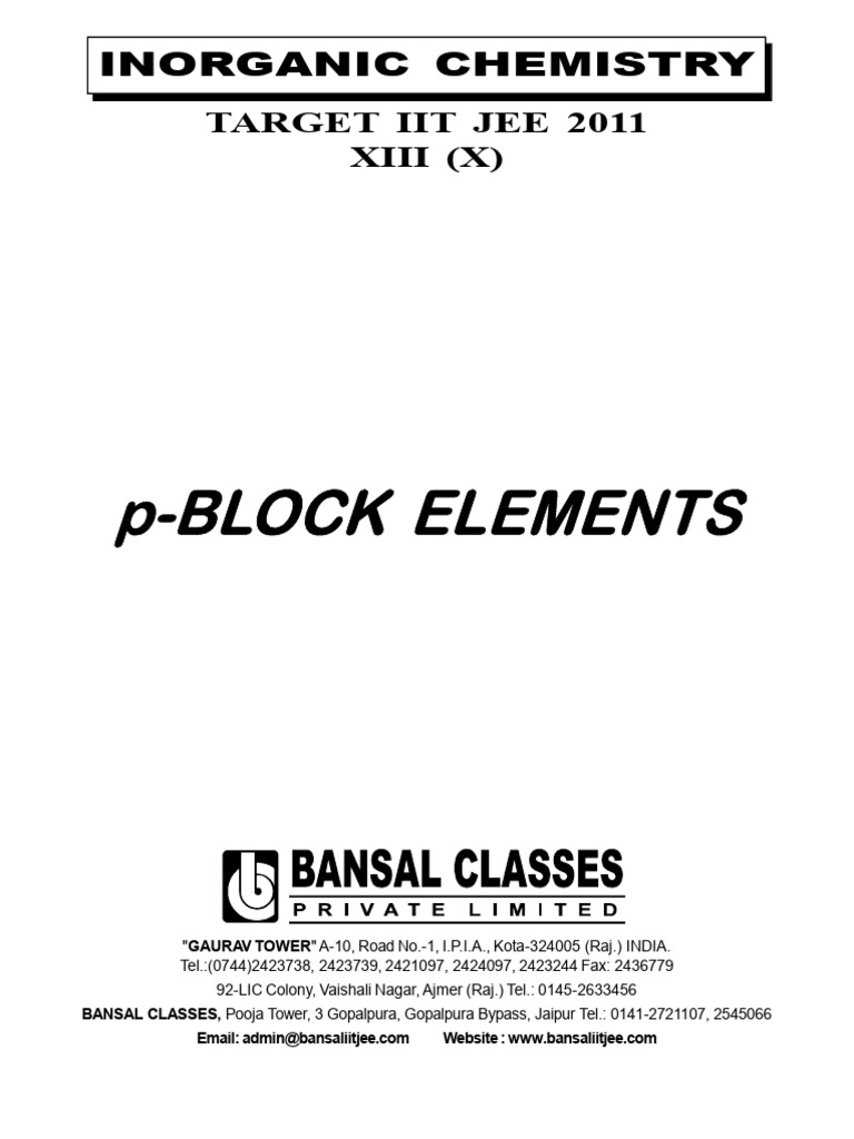 p-Block Elements Overview and Properties | PDF | Aluminium | Nitrogen ...