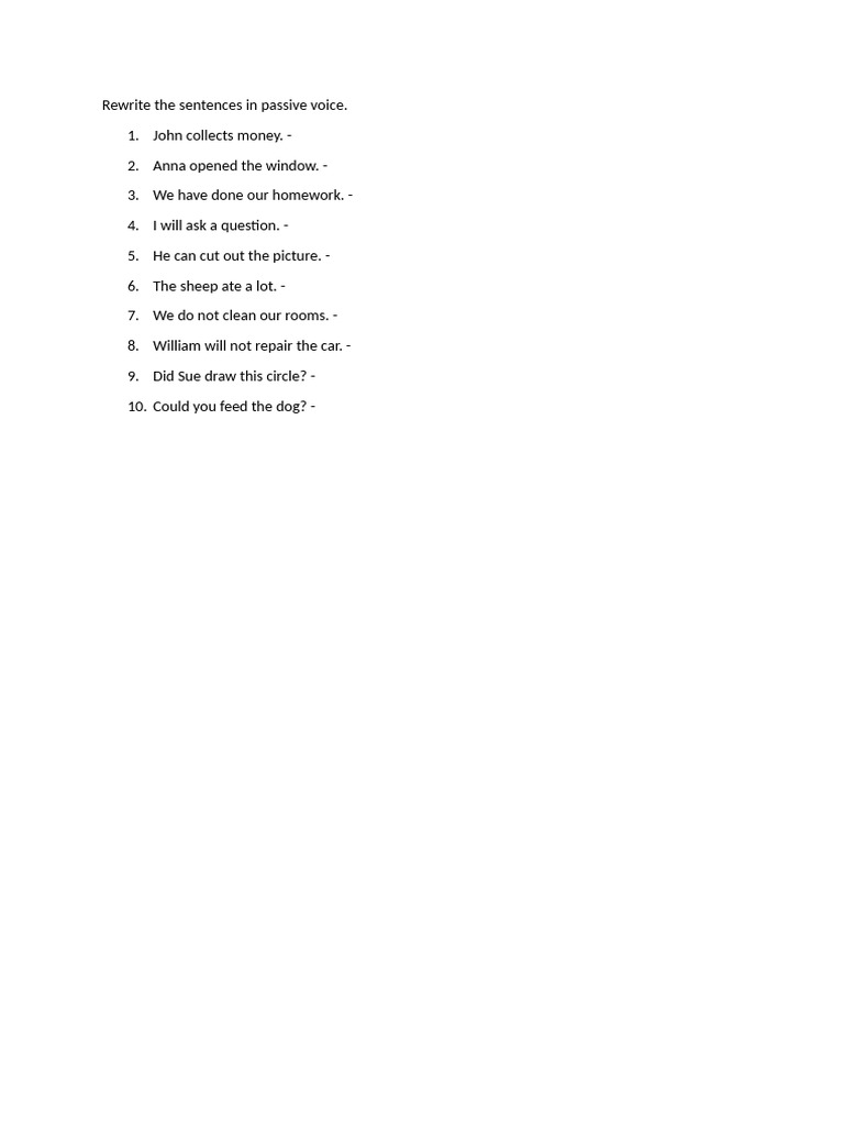 Passive Voice Sentence Rewrites | PDF