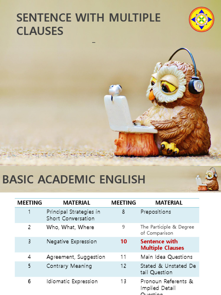 Meeting 10 - Sentence With Multiple Clauses | PDF | Verb | Language ...