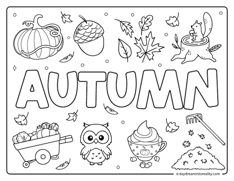 Autumn Fall Doodles Coloring Page | PDF