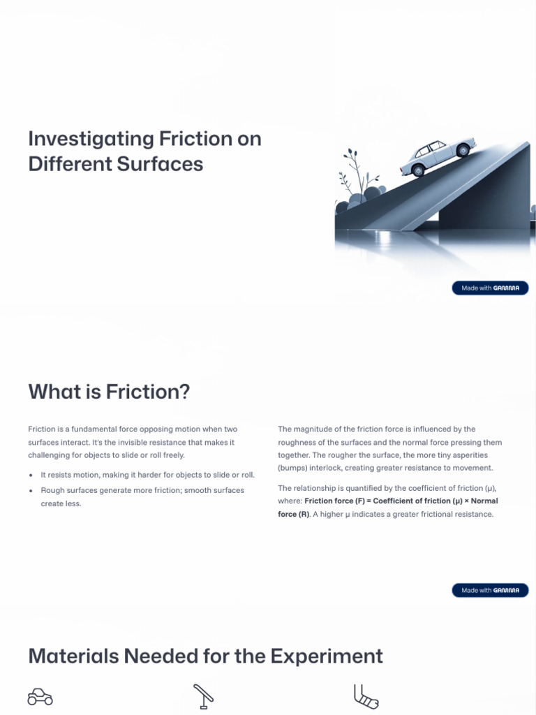 Investigating Friction On Different Surfaces | PDF | Friction | Force