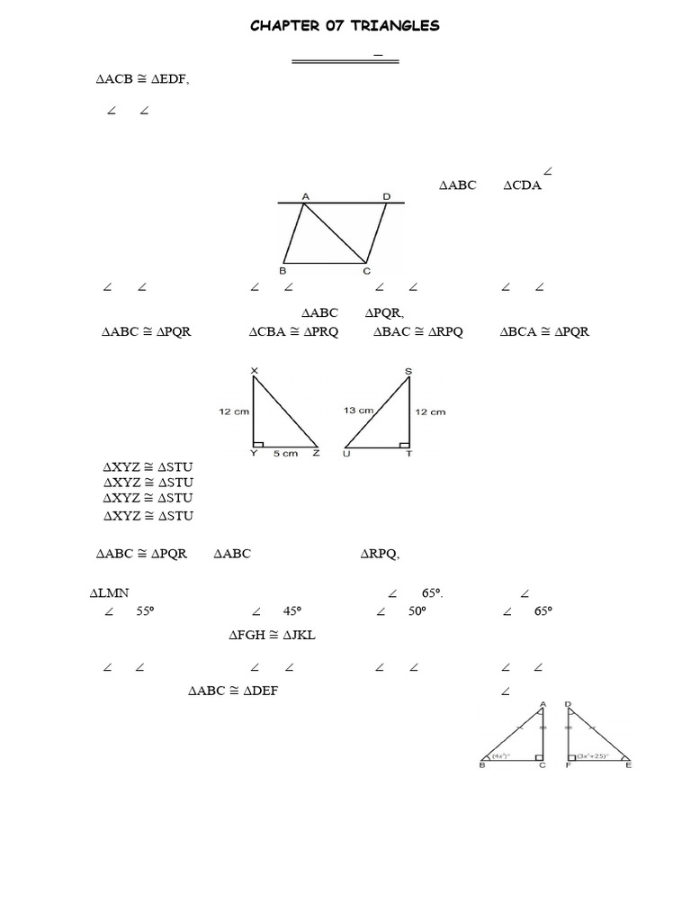Maths Class Ix Chapter 07 Triangles Practice Paper 09 | PDF | Triangle ...