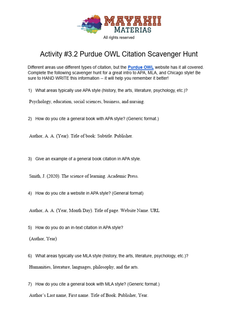 3.2 Citation Scavenger Hunt | PDF