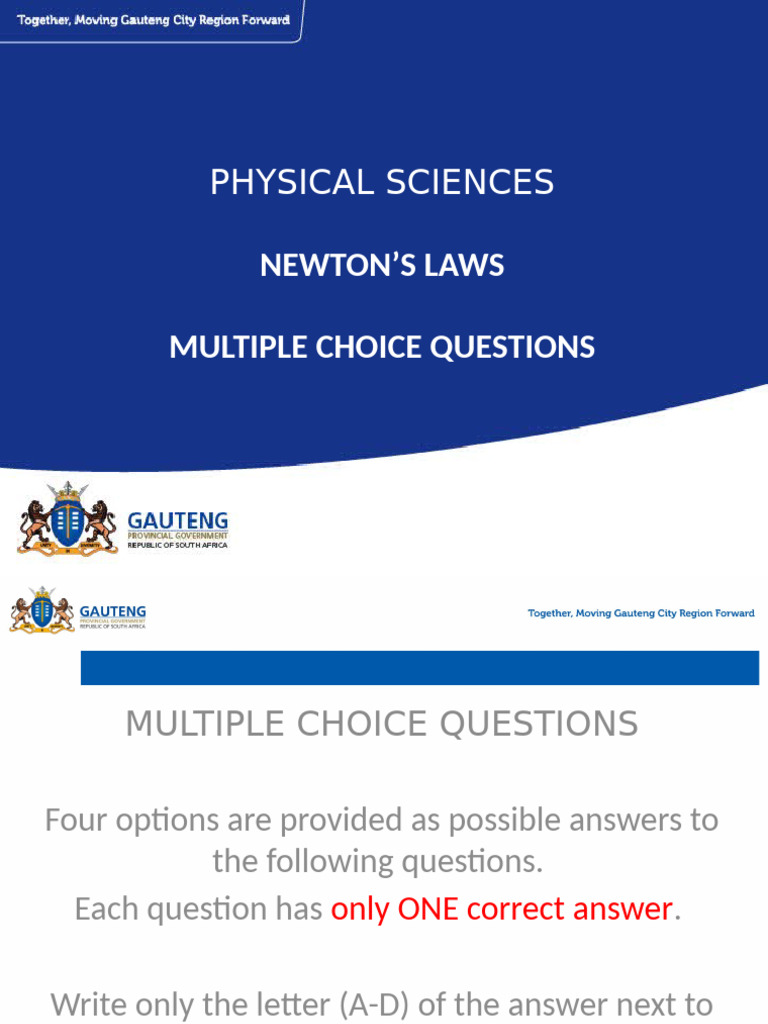 Newtons Laws Smart Multiple Choice | PDF | Force | Newton's Laws Of Motion