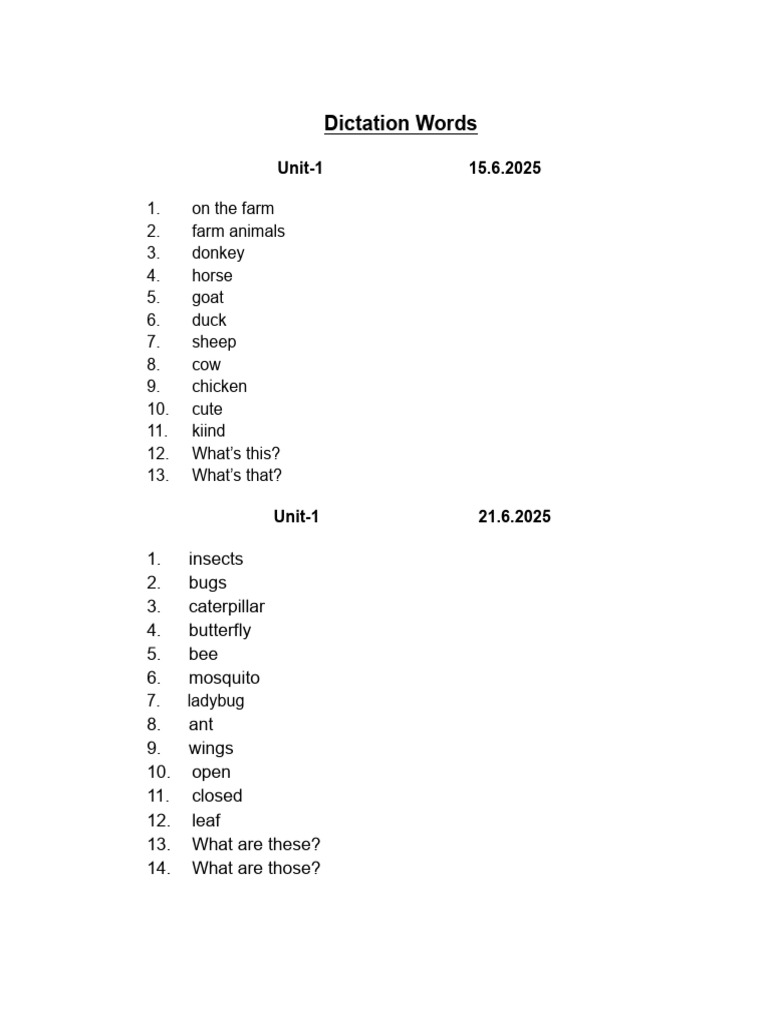 1B - Dictation Words | PDF