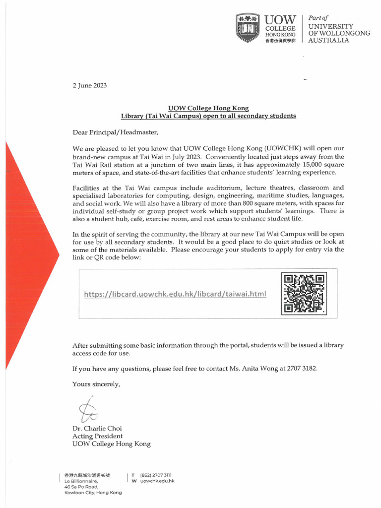 UOW College Hong Kong Library Application | PDF