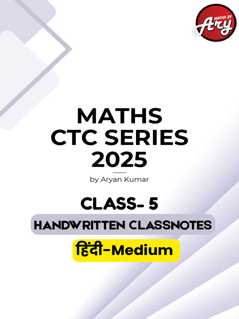 Maths CTC Series 2025: Handwritten Classnotes | PDF