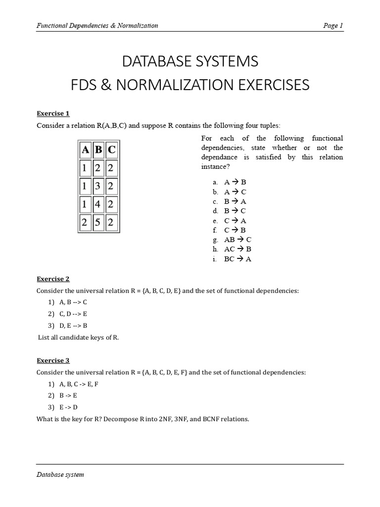 Exercise FDs Normalization | PDF | Software Design | Computer Data