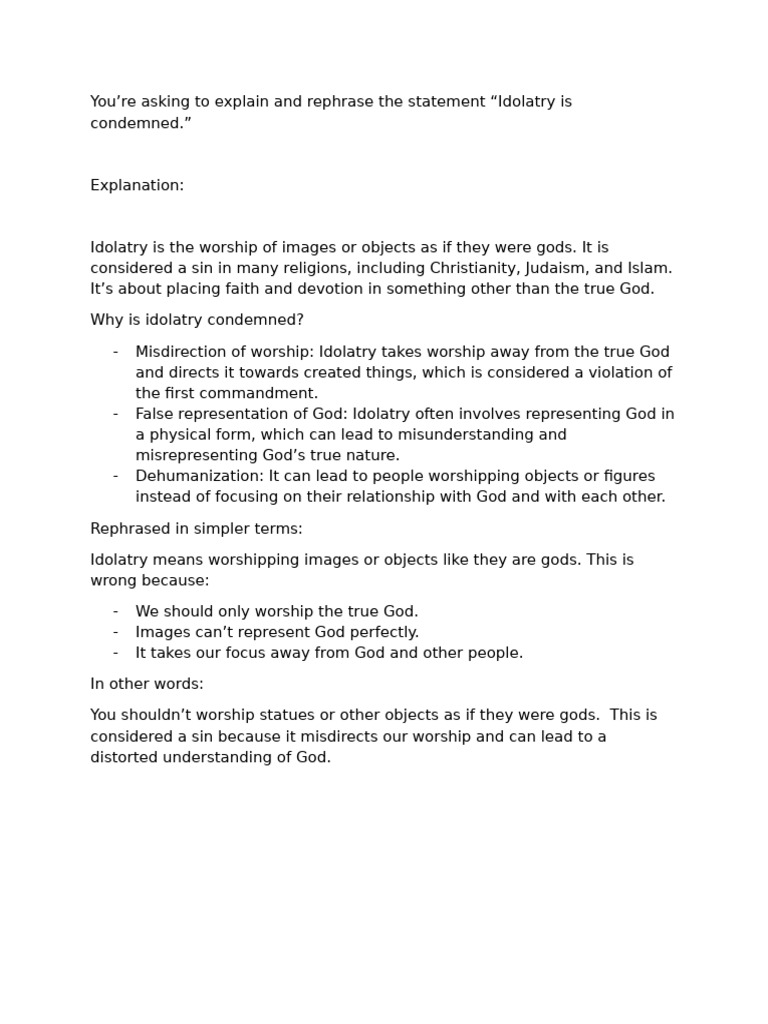 Understanding the Sin of Idolatry | PDF