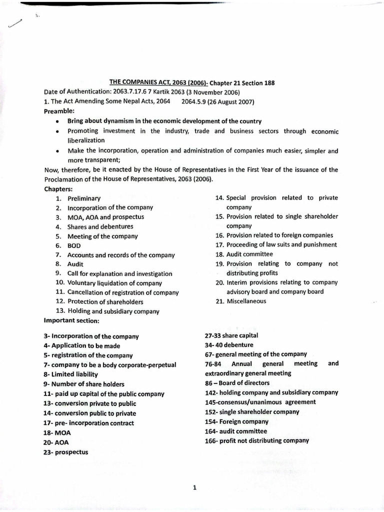 Company Act | PDF