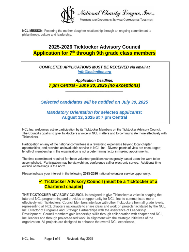 Ticktocker Advisory Council Application 2025-2026 | PDF | Leadership ...