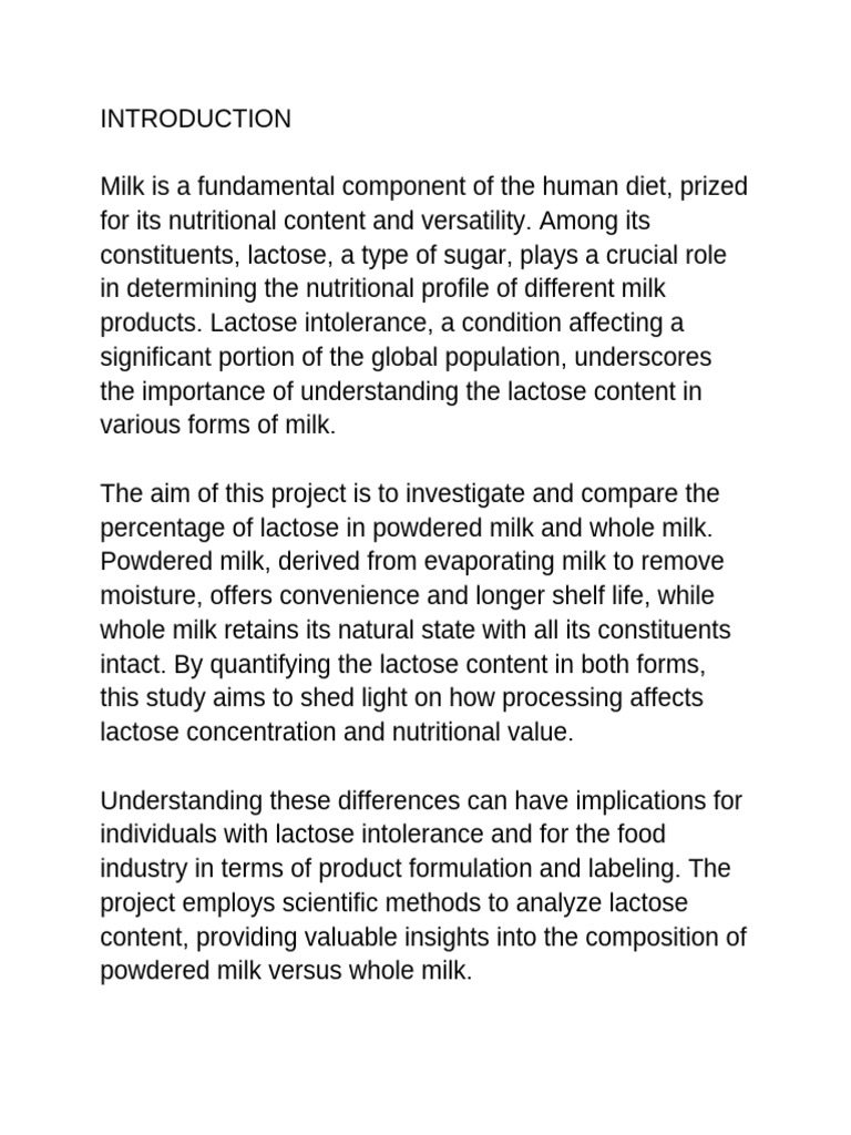 Introduction | PDF | Milk | Powdered Milk