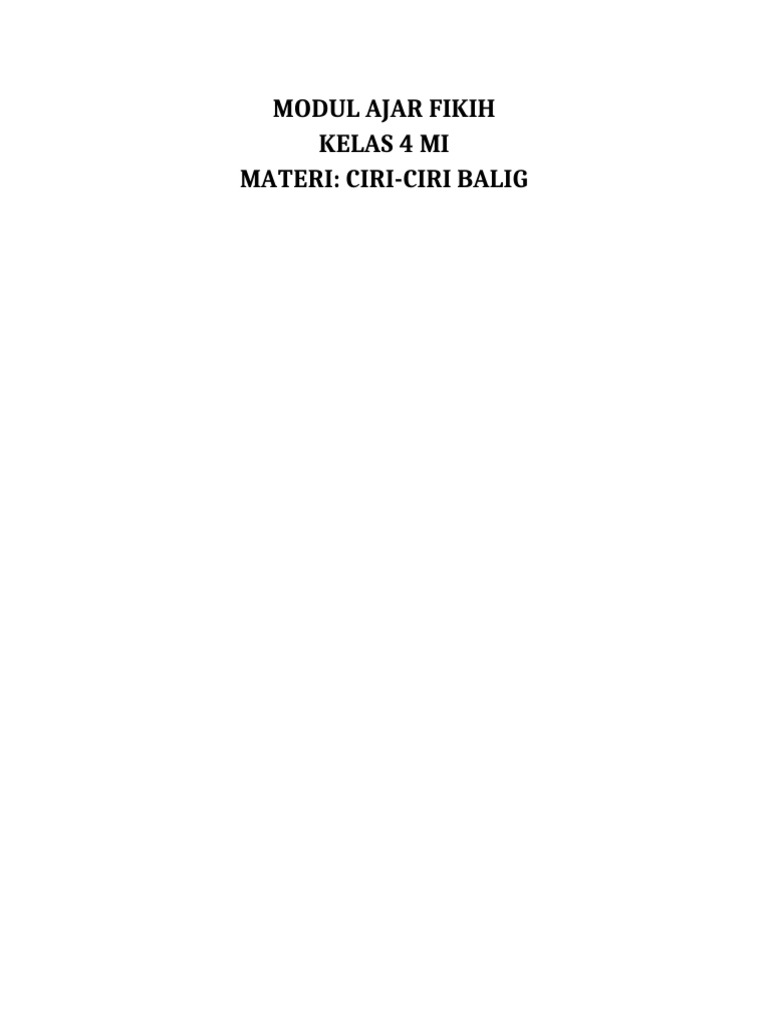 Ciri-Ciri Balig dalam Fikih Kelas 4 MI | PDF